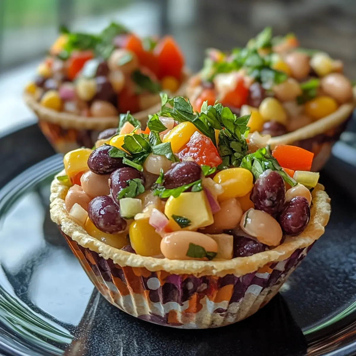 Easy Three Bean Fiesta Salad Cups Recipe with Delicious Crunch
